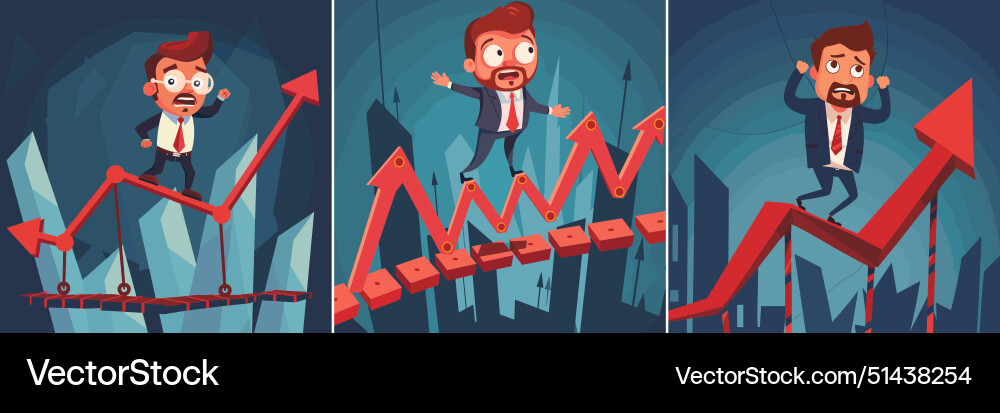 Balancing businessman cartoon concepts Royalty Free Vector