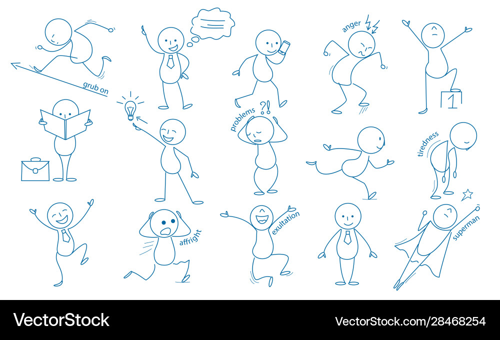 Business stickman hand drawn characters people Vector Image