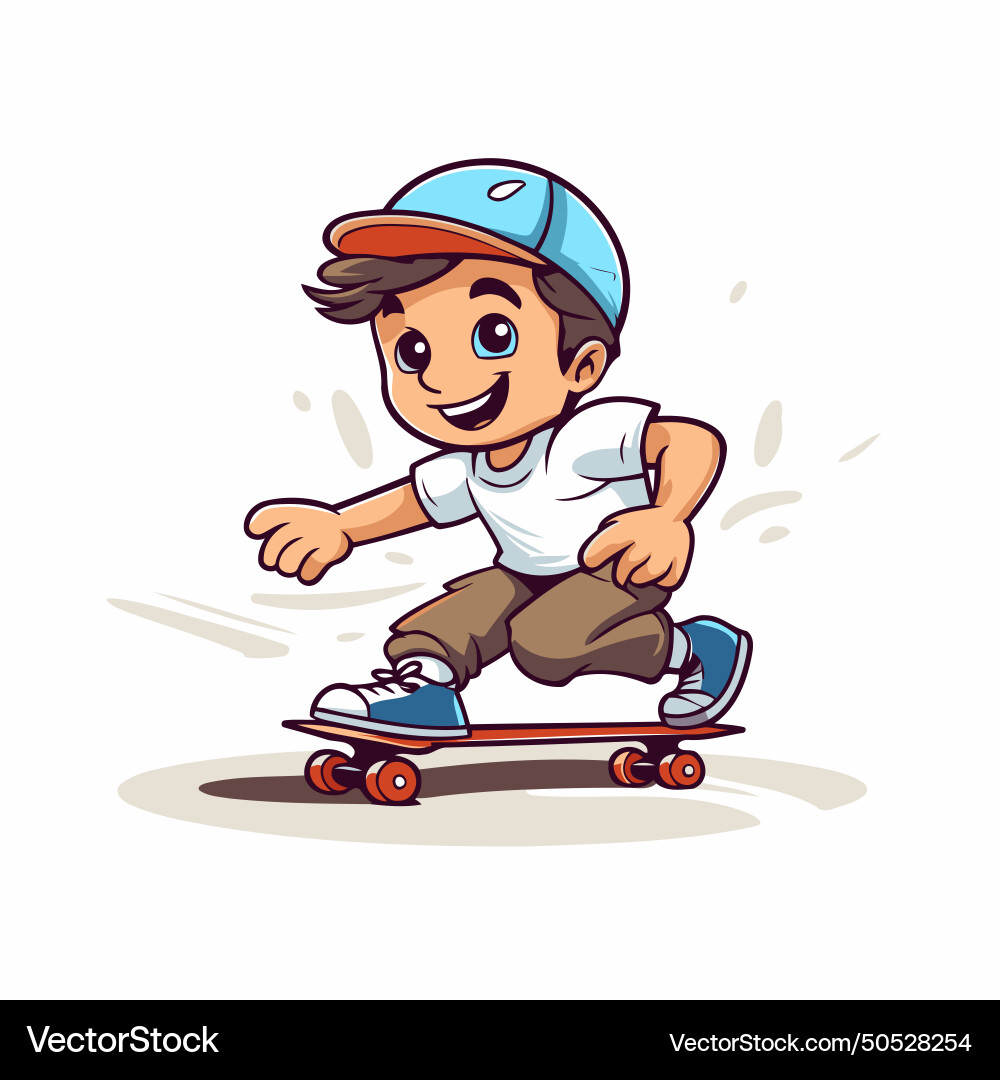 Cartoon boy riding on skateboard isolated Vector Image