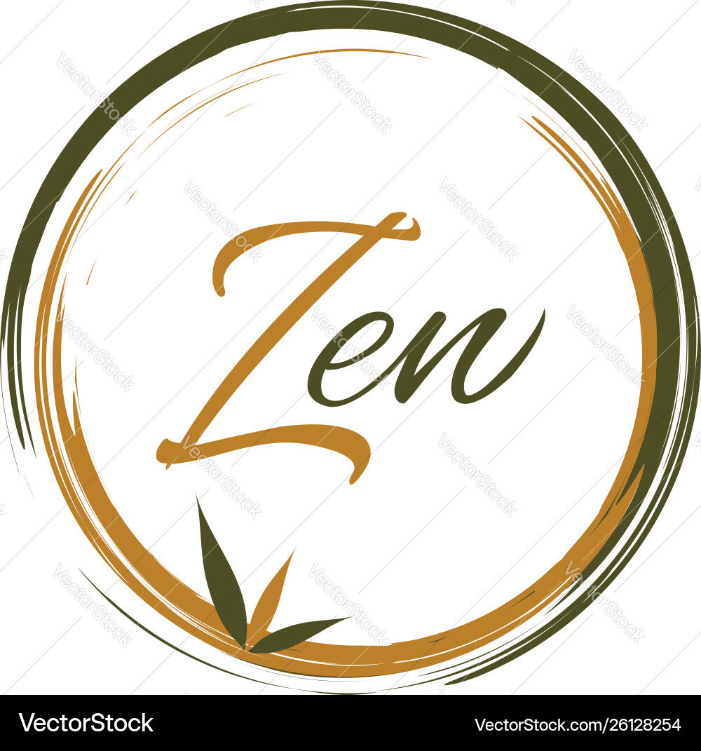 Creative zen brush with bamboo leaves logo sign Vector Image