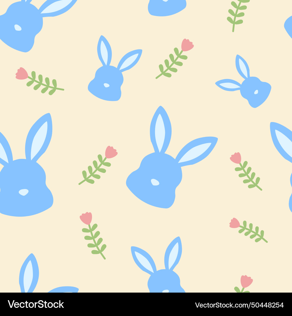 Cute blue rabbit seamless pattern Royalty Free Vector Image