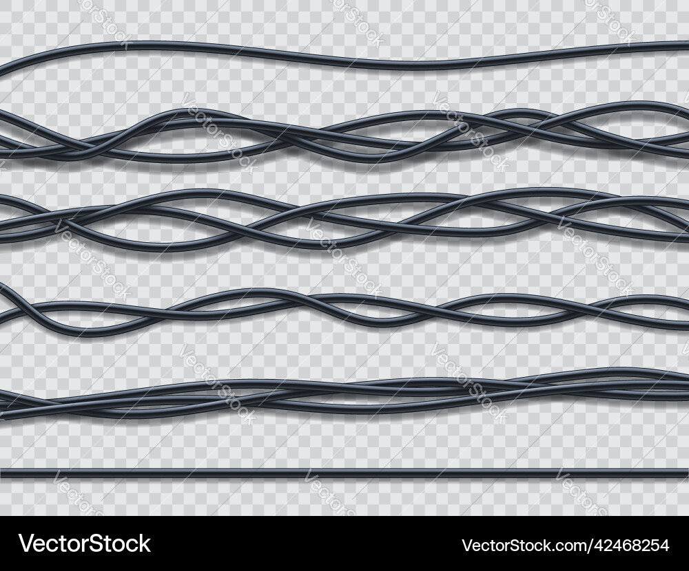 Electric wire realistic cable 3d cords Royalty Free Vector