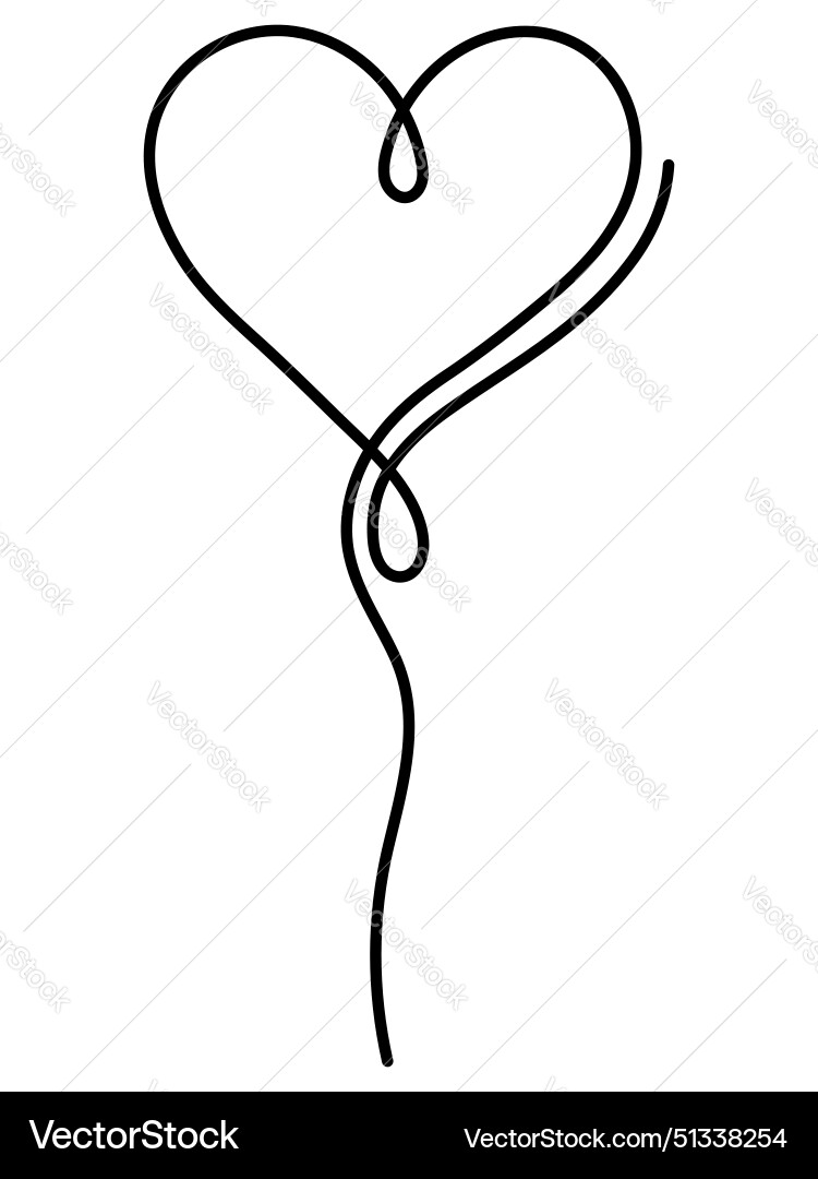 Love heart continuous line art drawing Royalty Free Vector