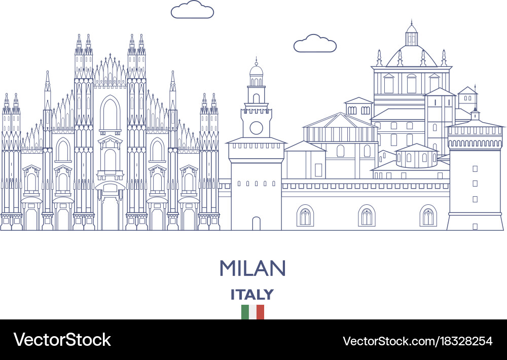 Milan city skyline Royalty Free Vector Image - VectorStock