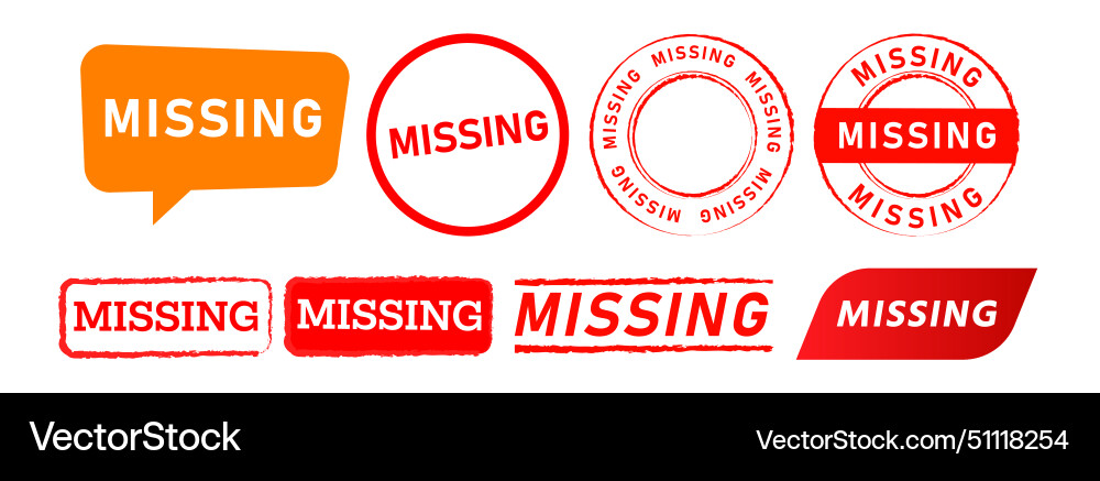Missing rectangle circle stamp and speech bubble Vector Image
