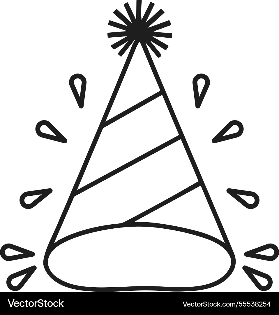 Party hat line art with festive elements Vector Image