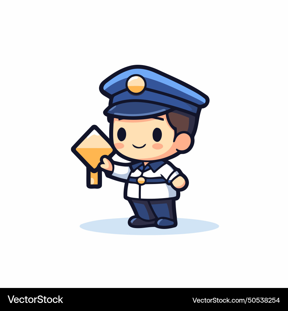 Policeman character design cute and simple Vector Image