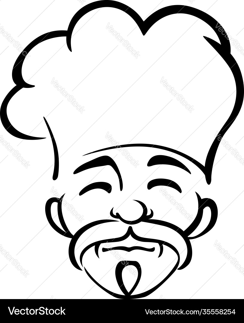 Senior korean chef outline Royalty Free Vector Image