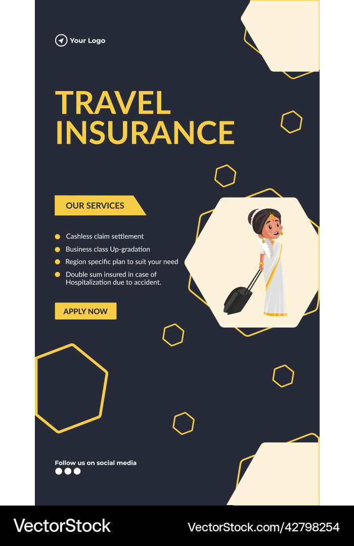 Travel insurance portrait template design Vector Image