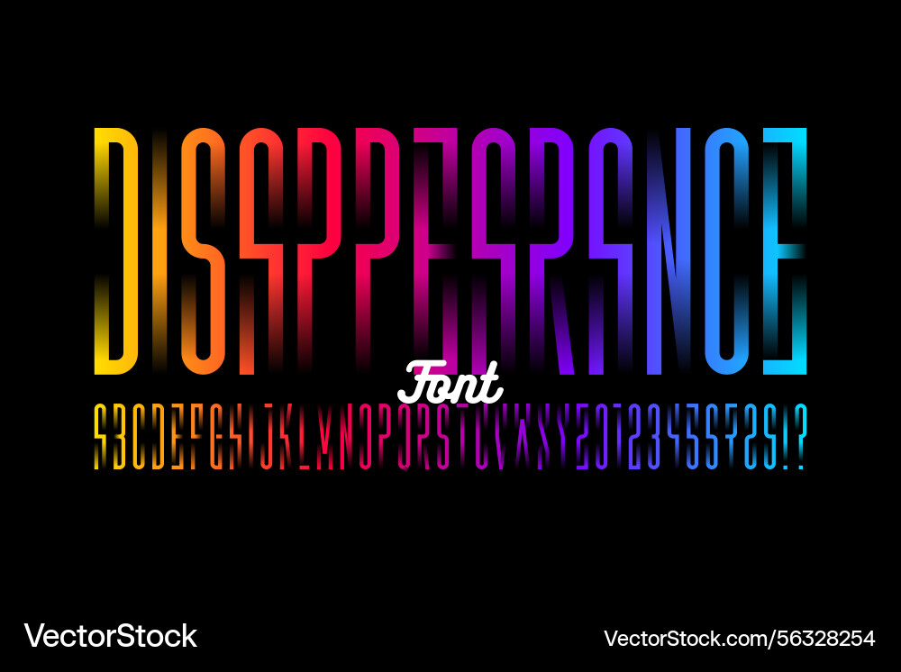 Verschwinden Schrift Buchstaben und Zahlen Vektorbild