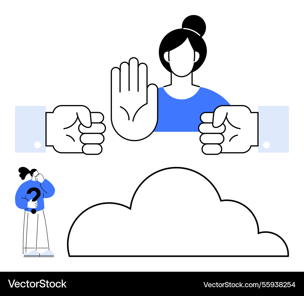 Woman rejecting conflict and uncertainty Vector Image