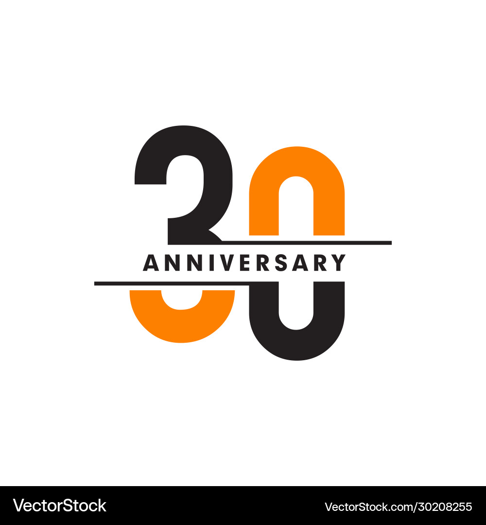 30th celebrating anniversary emblem logo design Vector Image