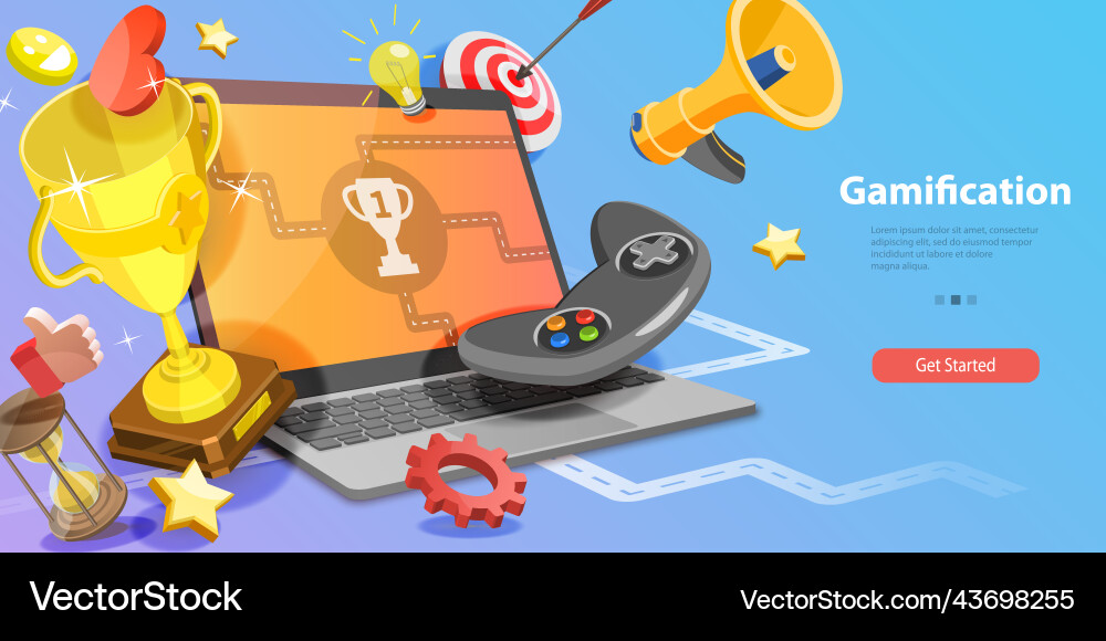 3d conceptual of gamification Royalty Free Vector Image