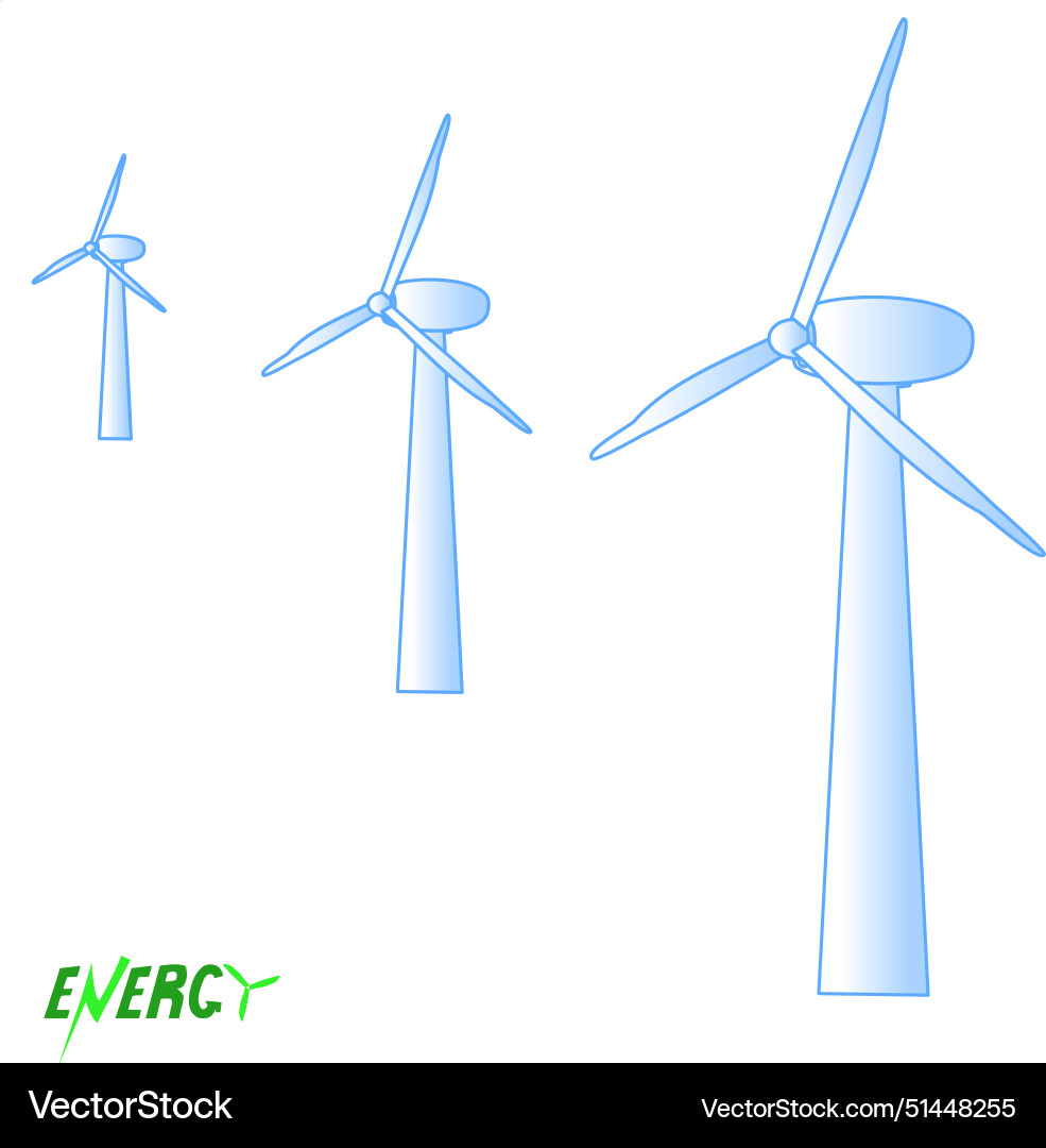 Aerial wind turbines power generators cartoon Vector Image