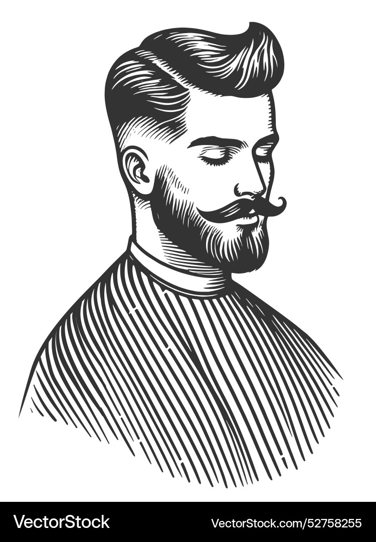 Barbershop man engraving Royalty Free Vector Image