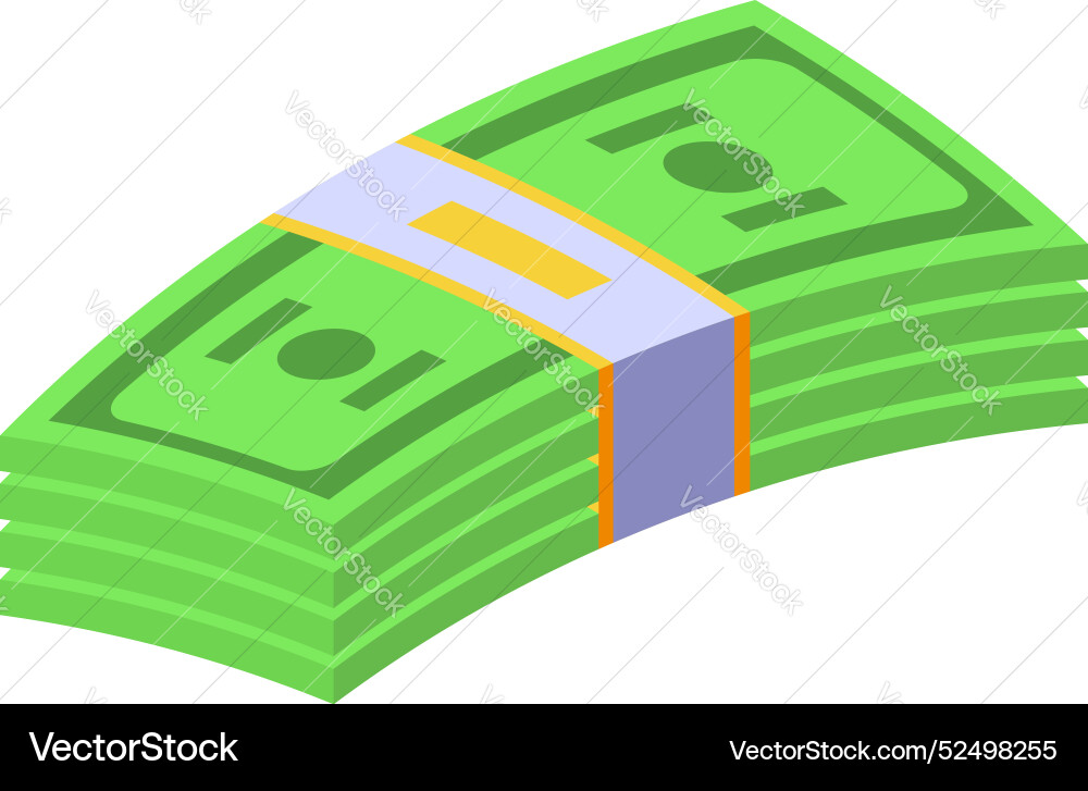 Big stack of paper money isometric icon Royalty Free Vector