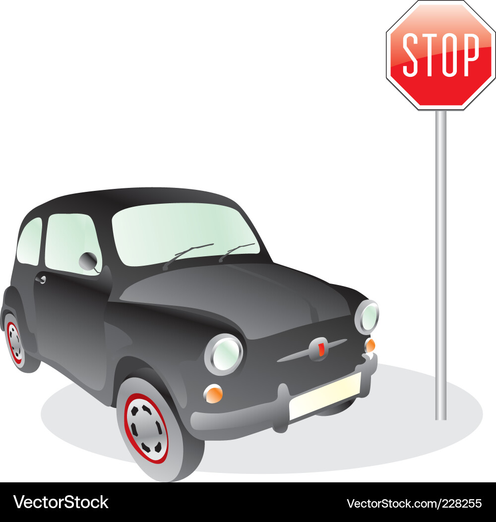 Car and stop sign Royalty Free Vector Image - VectorStock