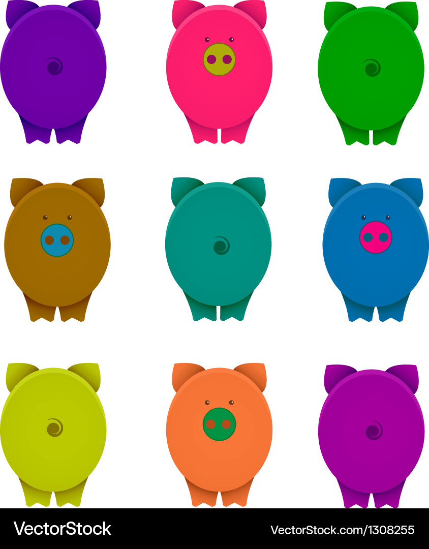 Cartoon graphic crazy pigs with snouts Royalty Free Vector