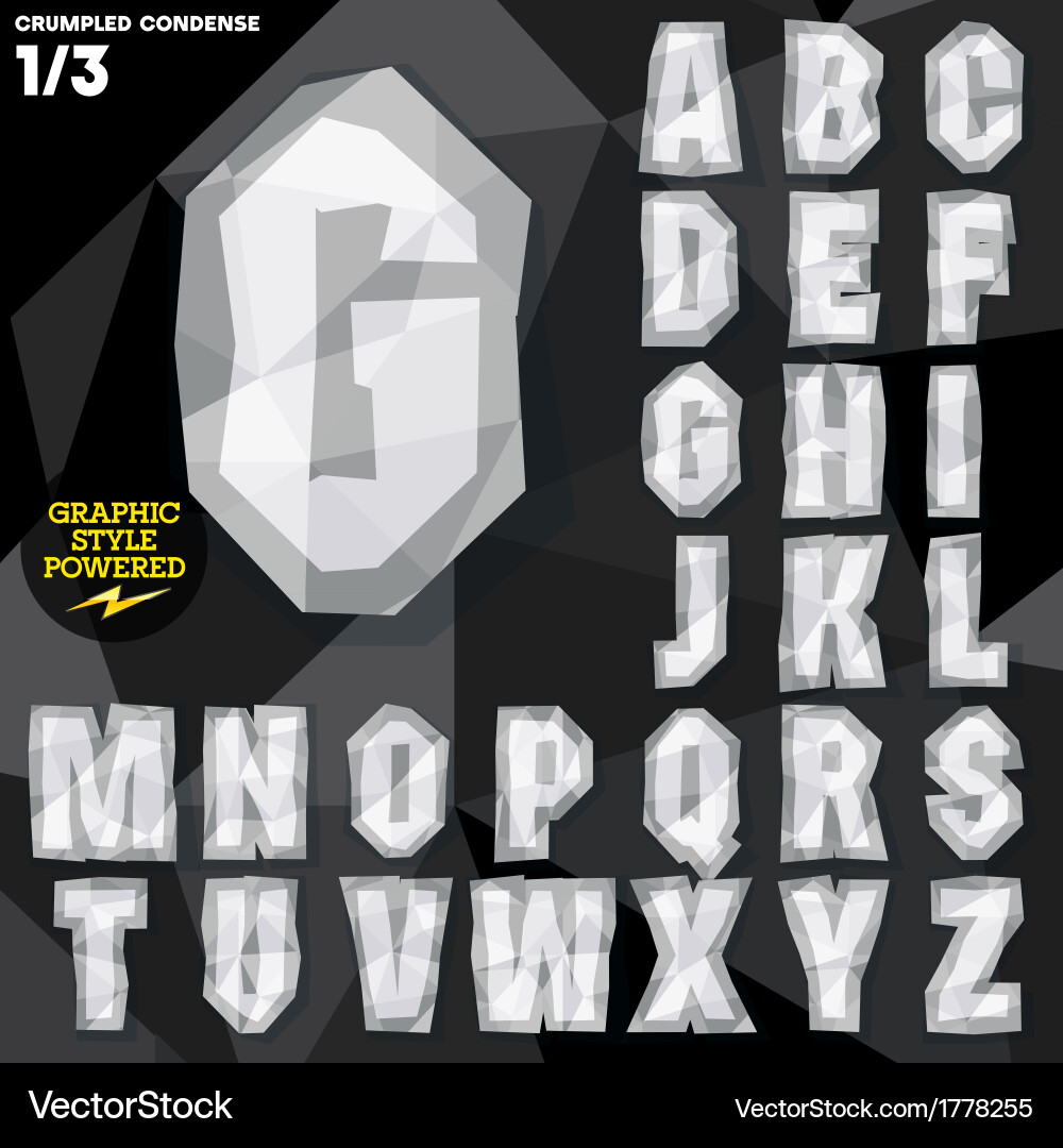 Crumpled paper alphabet Royalty Free Vector Image