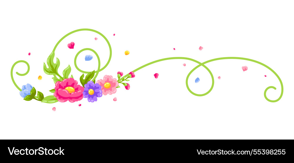 Curl element with flowers beautiful decorative Vector Image