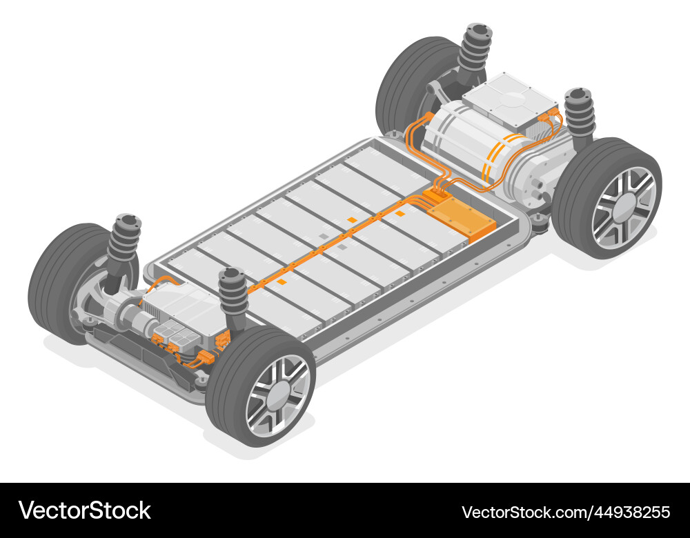 Electric car production manufacturing battery Vector Image