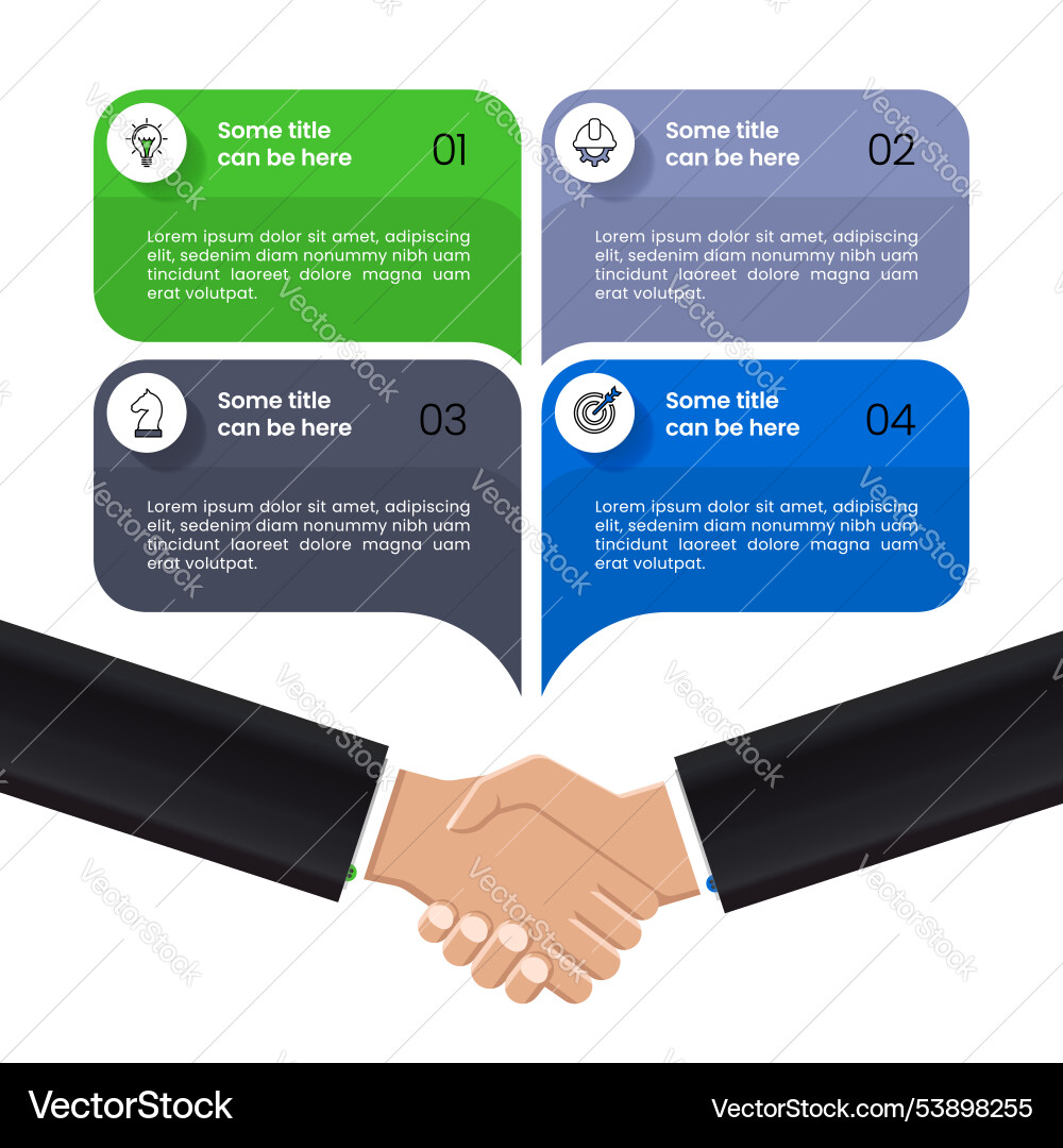 Infographic template handshake with 4 banners Vector Image