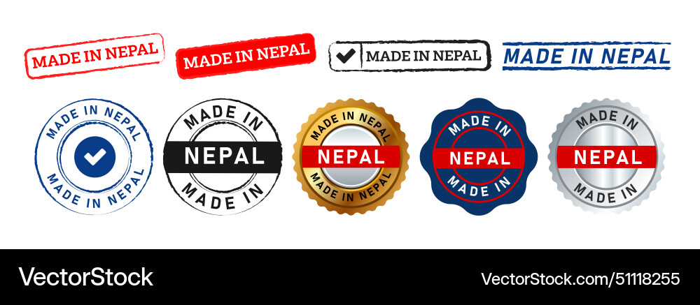 Made in nepal rectangle and circle stamp seal Vector Image