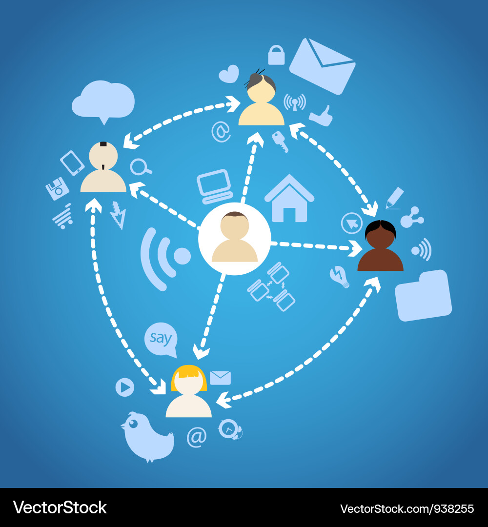 Social network diagram Royalty Free Vector Image