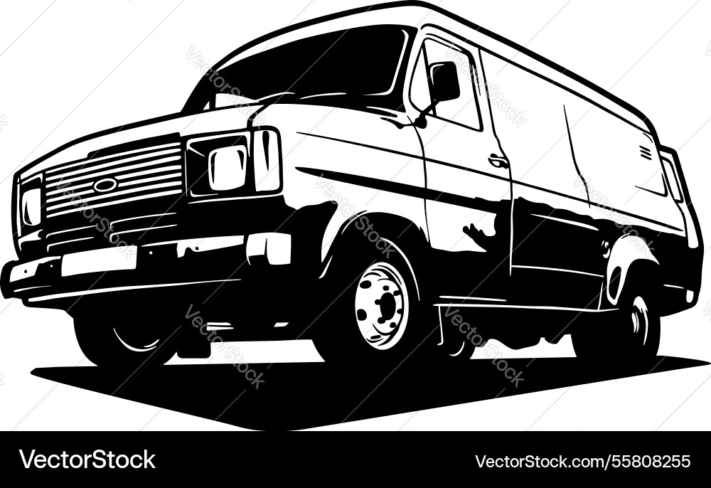 Transit mk2 - classic car stencil silhouette Vector Image