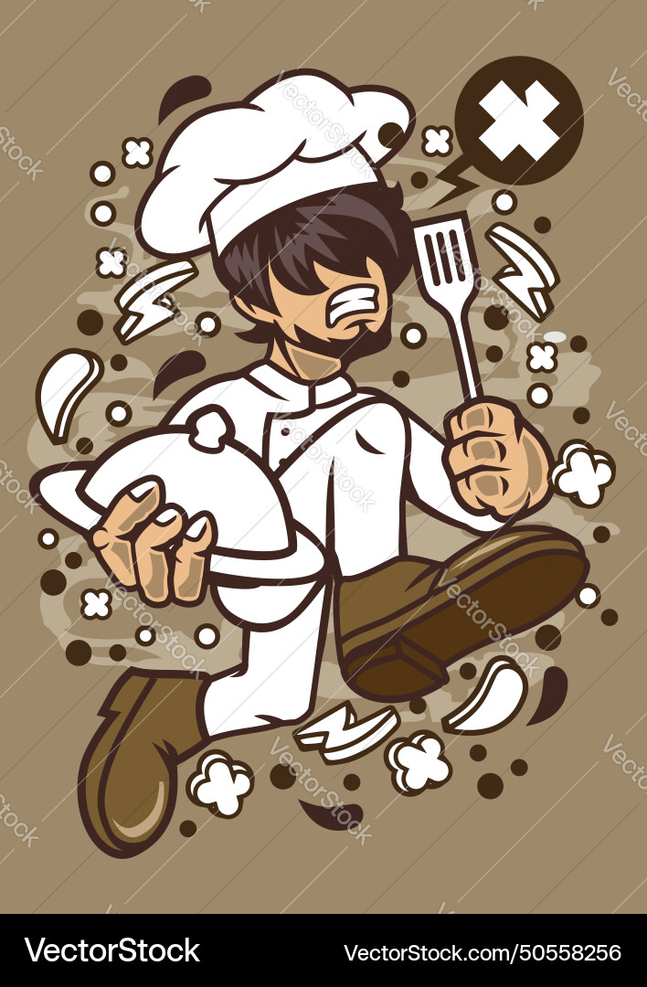 Chef running Royalty Free Vector Image - VectorStock