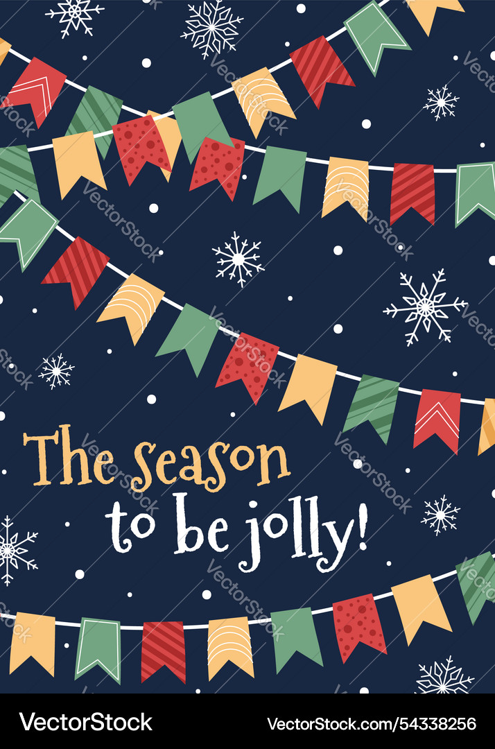 Christmas banner with colorful flags Royalty Free Vector