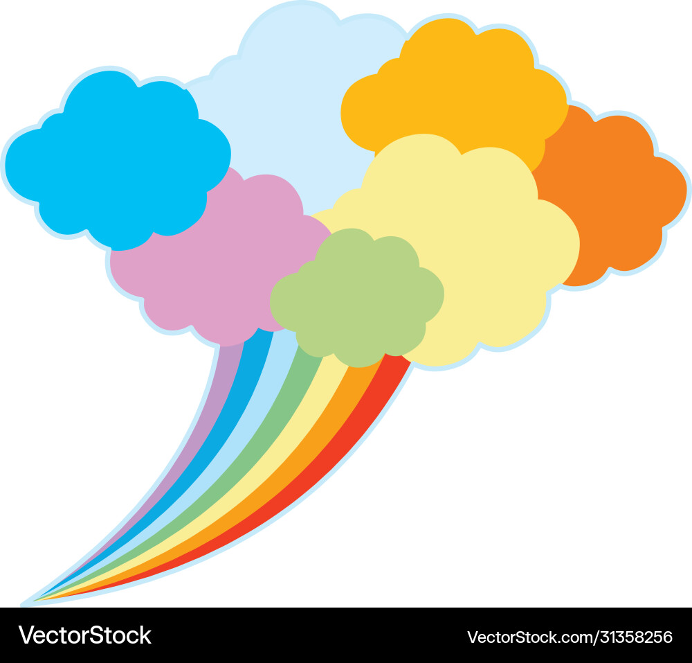 Colourful speech cloud and rainbow Royalty Free Vector Image