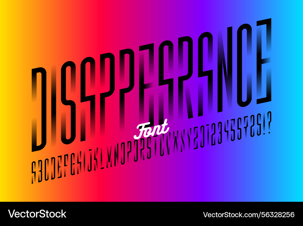 Disappearance font alphabet letters and numbers Vector Image