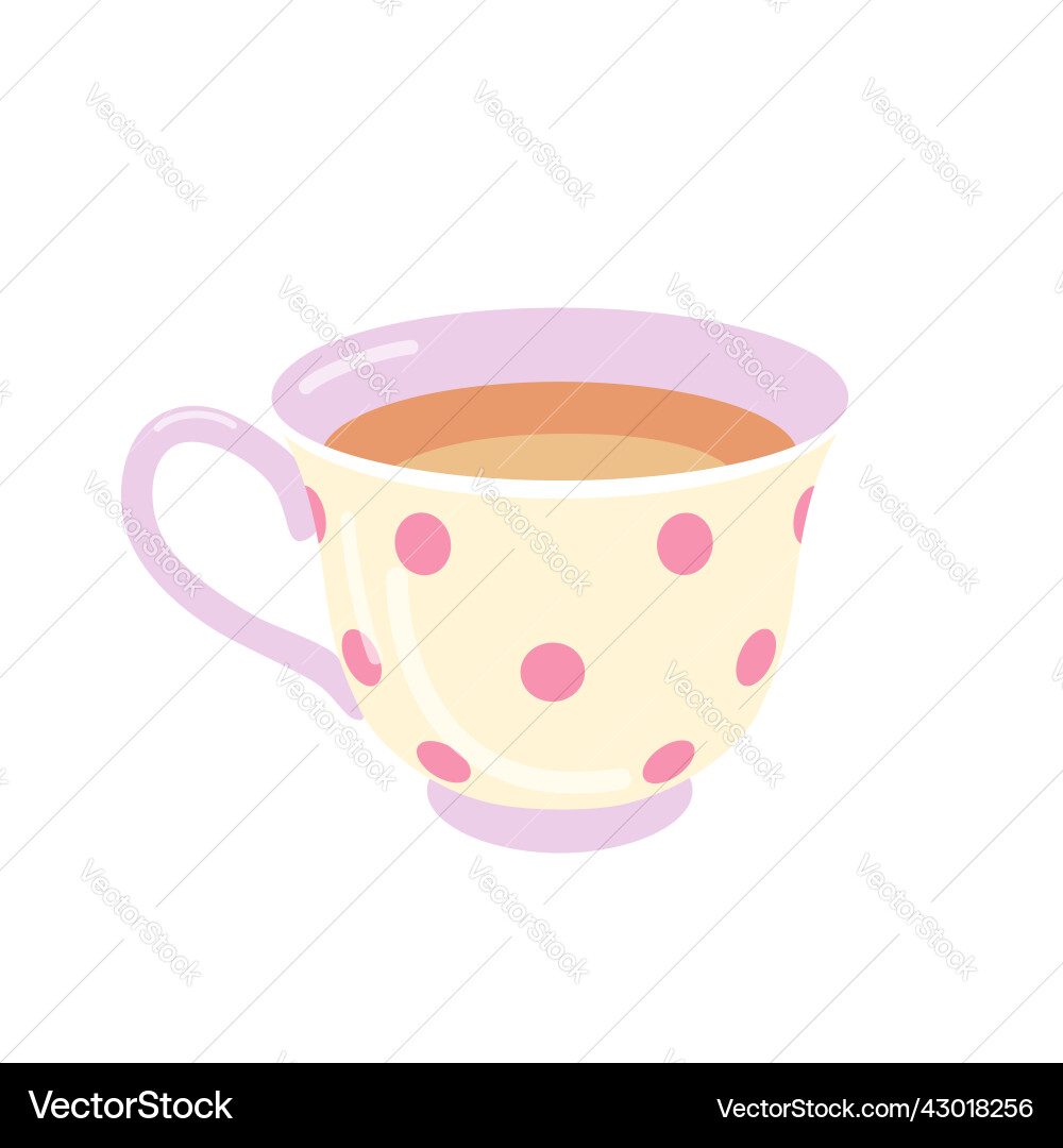 Polka dot cup with tea or coffee Royalty Free Vector Image