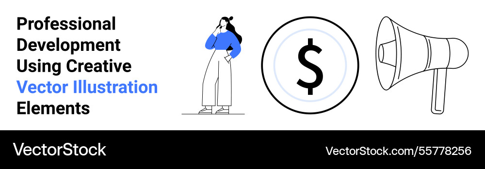 Professional growth concept with woman thinking Vector Image