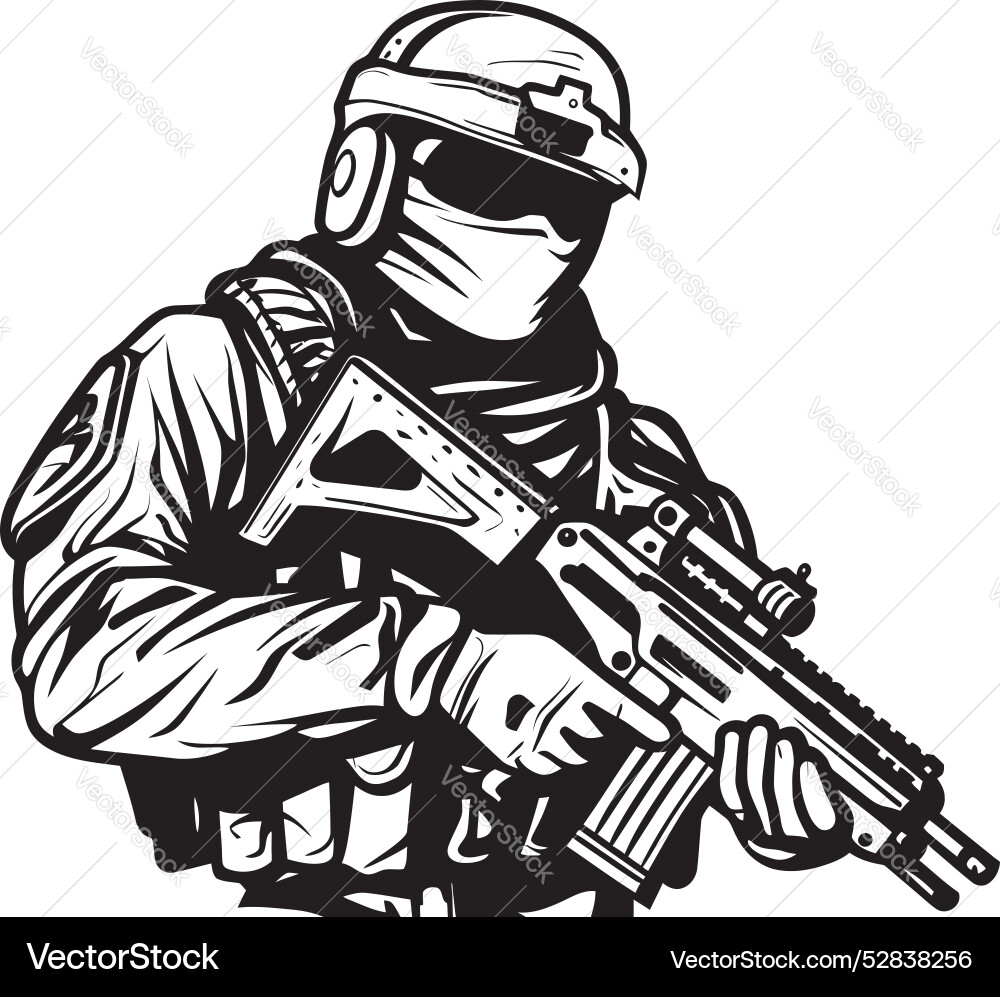 Vigilant guardian soldier emblem design firearm Vector Image