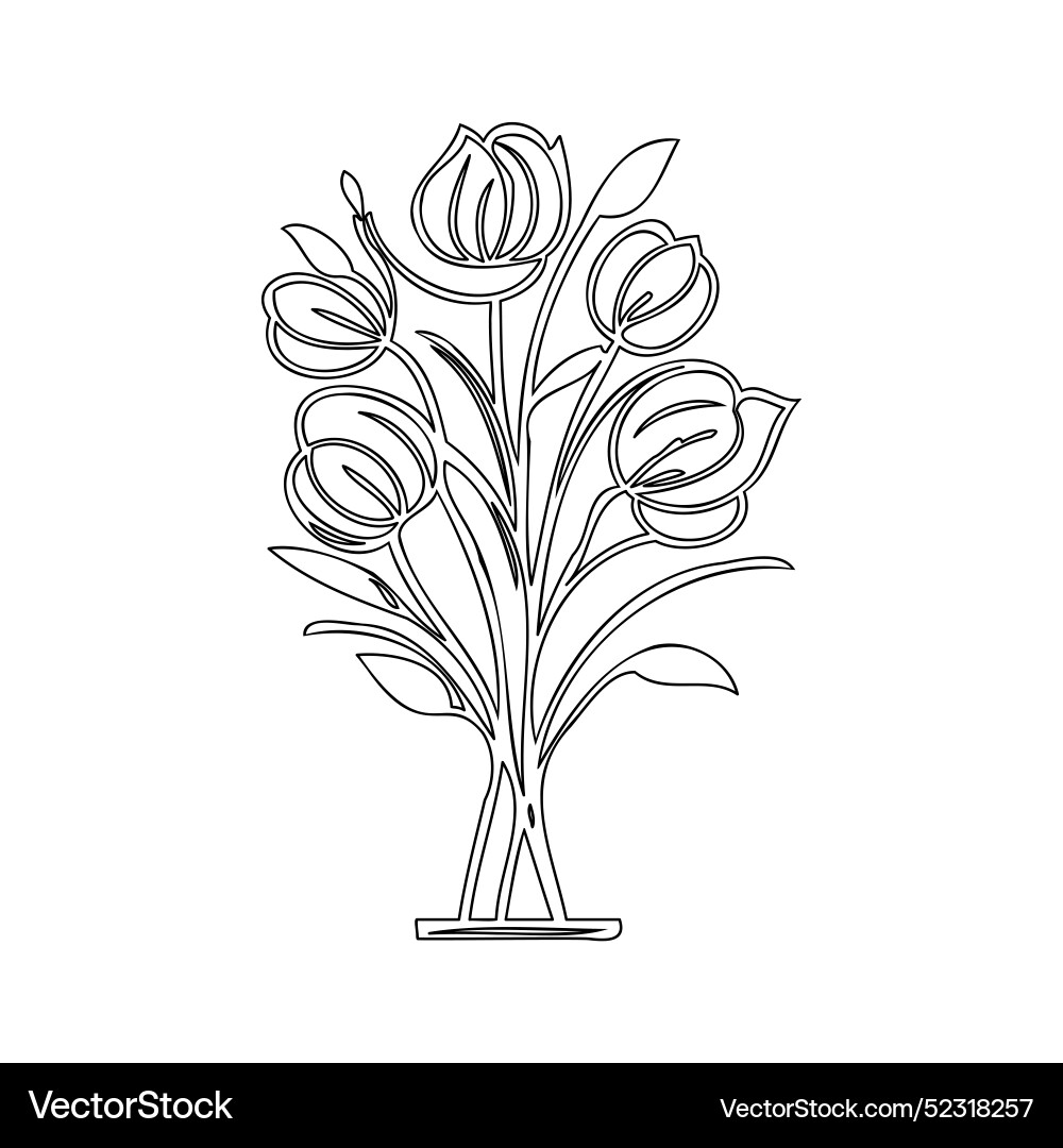 Bouquet flower outline sketch Royalty Free Vector Image
