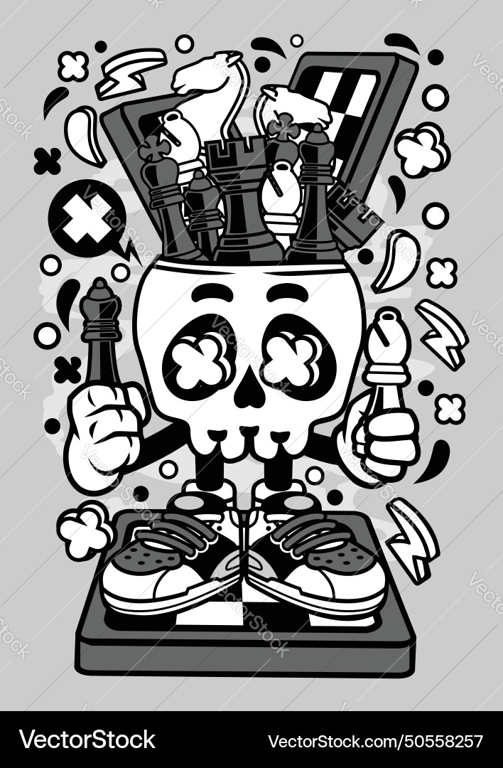 Chess skull head Royalty Free Vector Image - VectorStock