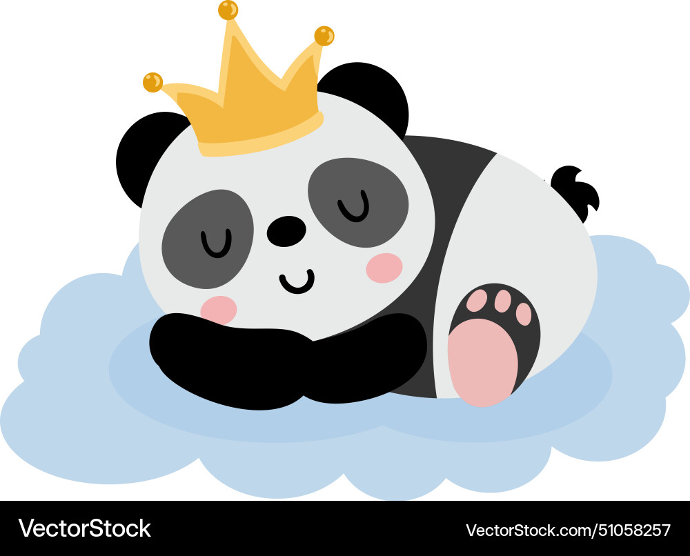 Cute baby panda prince sleeping Royalty Free Vector Image