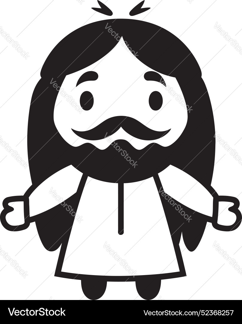 Divine shepherd cute black jesus icon holy light Vector Image