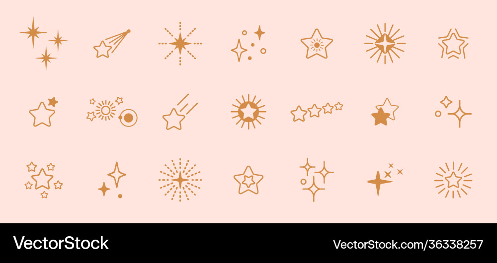 Golden Star Line Art Icon Royalty Free Vector Image