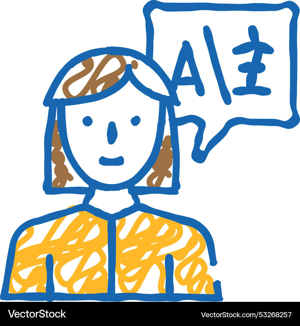 Interpreter woman job icon doodle Royalty Free Vector Image