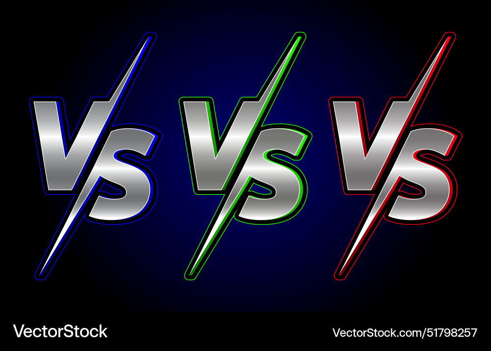 Set of colorful competition versus vs Royalty Free Vector