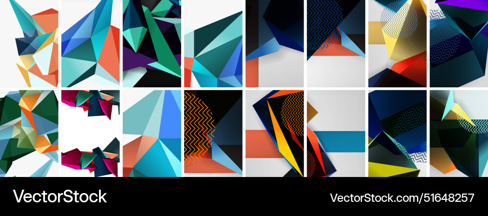 Set of low poly triangles poster geometric Vector Image