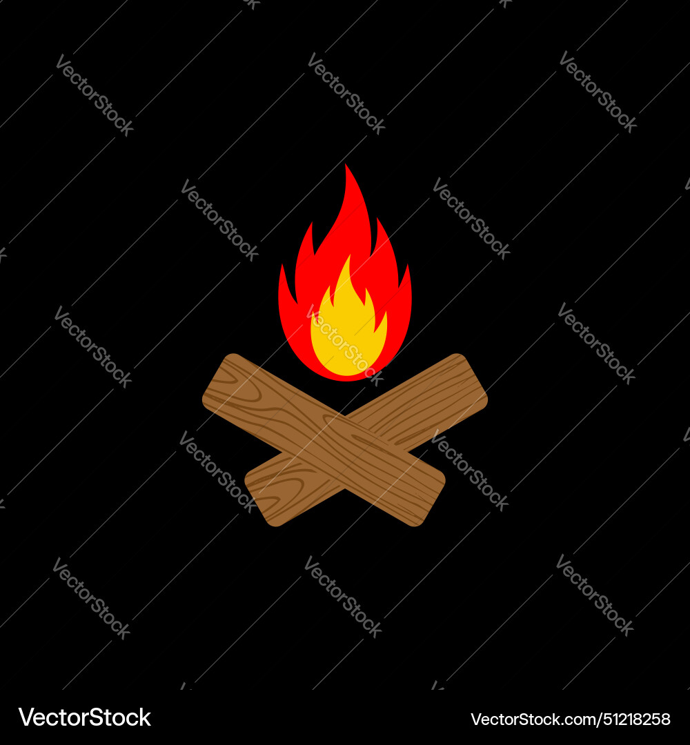 Bonfire icon firewood and fire sign Royalty Free Vector