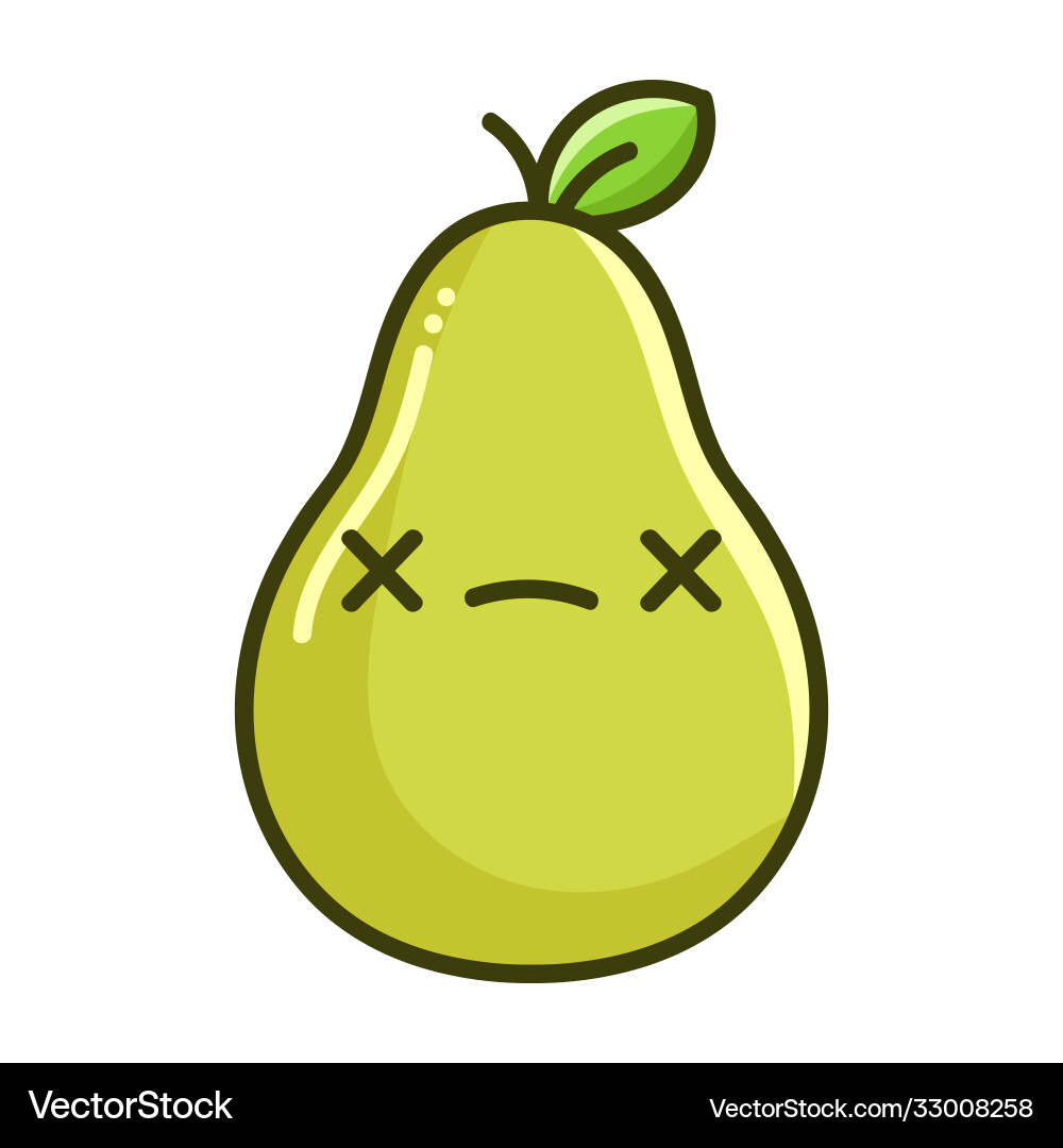 Kawaii dead pear cartoon Royalty Free Vector Image