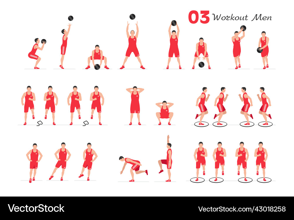Men workout set Royalty Free Vector Image - VectorStock