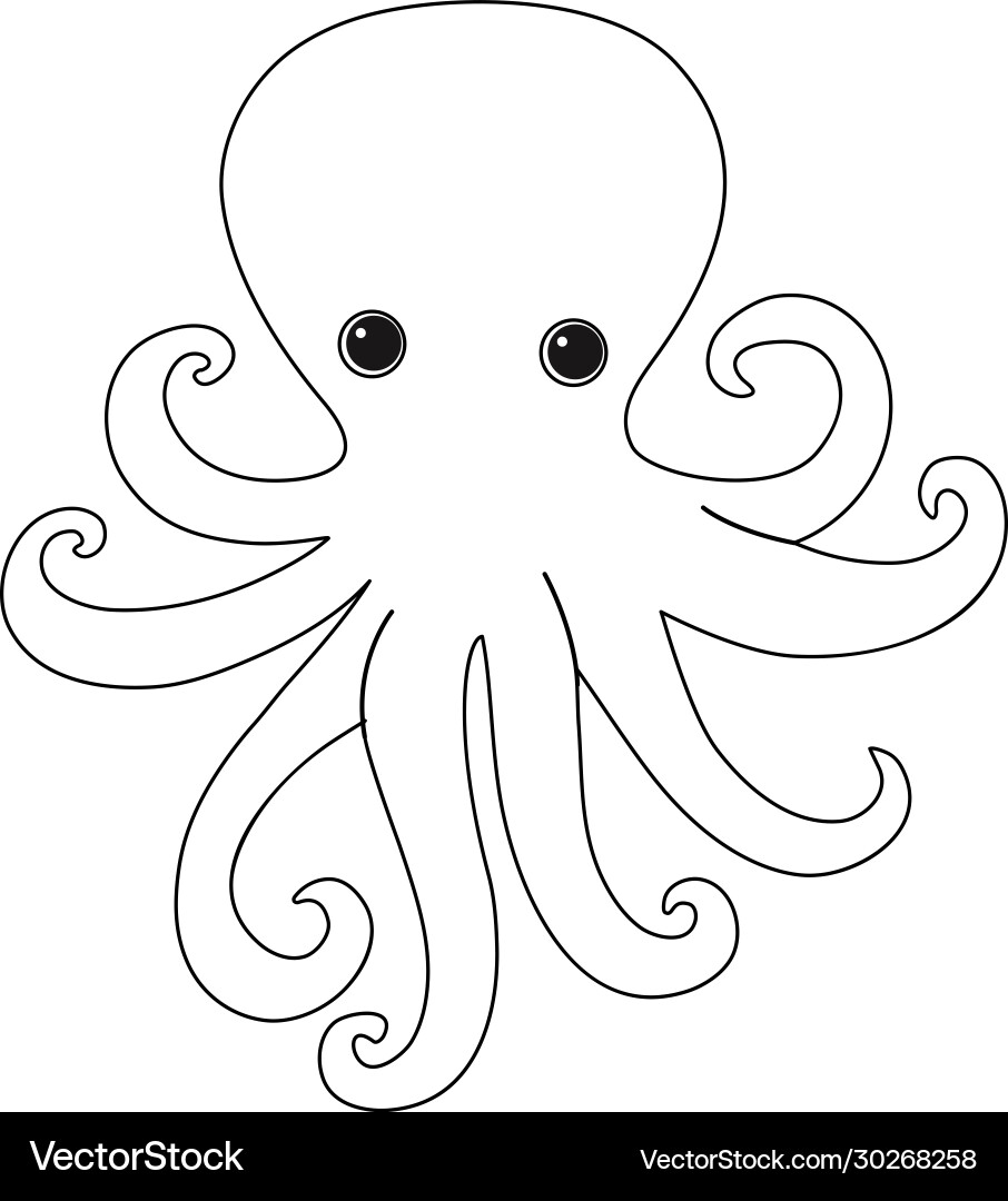 Outline octopus on white background Royalty Free Vector