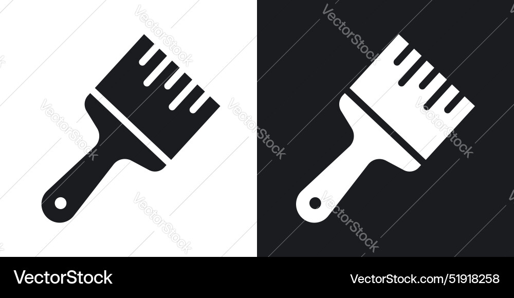 Paint brush icon set in solid black and white Vector Image