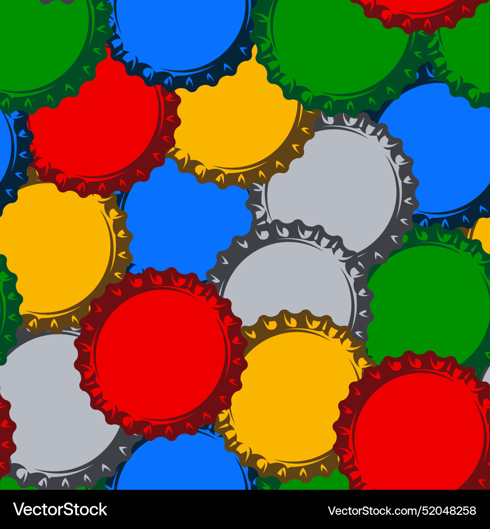 Seamless background with colored metal bottle caps